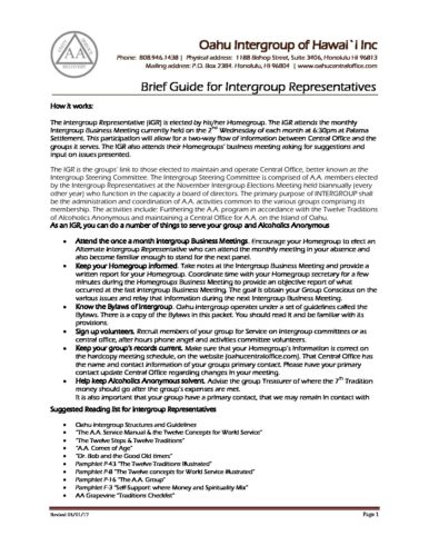 Intergroup Representative Information – Alcoholics Anonymous on Oahu